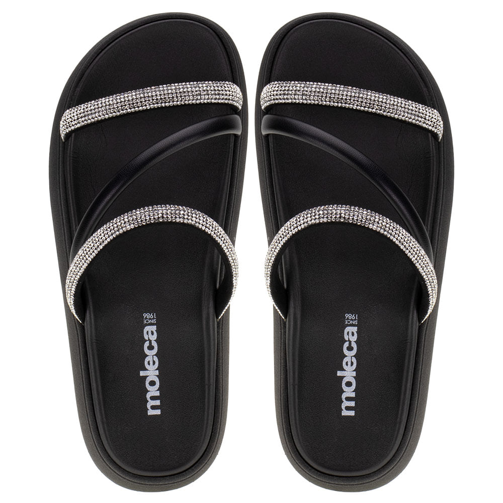 Sandália Feminina Flat Moleca - 5469121 PRETO - cloviscalcados