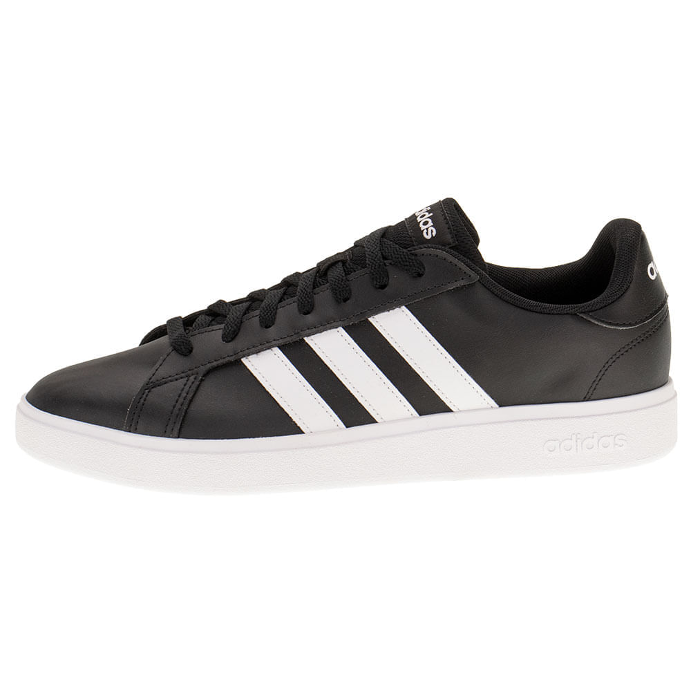 Tênis Masculino Grand Court Base 2.0 Adidas - IQ5680 PRETO - cloviscalcados