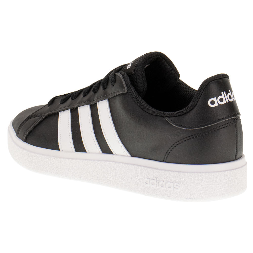 Tênis Masculino Grand Court Base 2.0 Adidas - IQ5680 PRETO - cloviscalcados