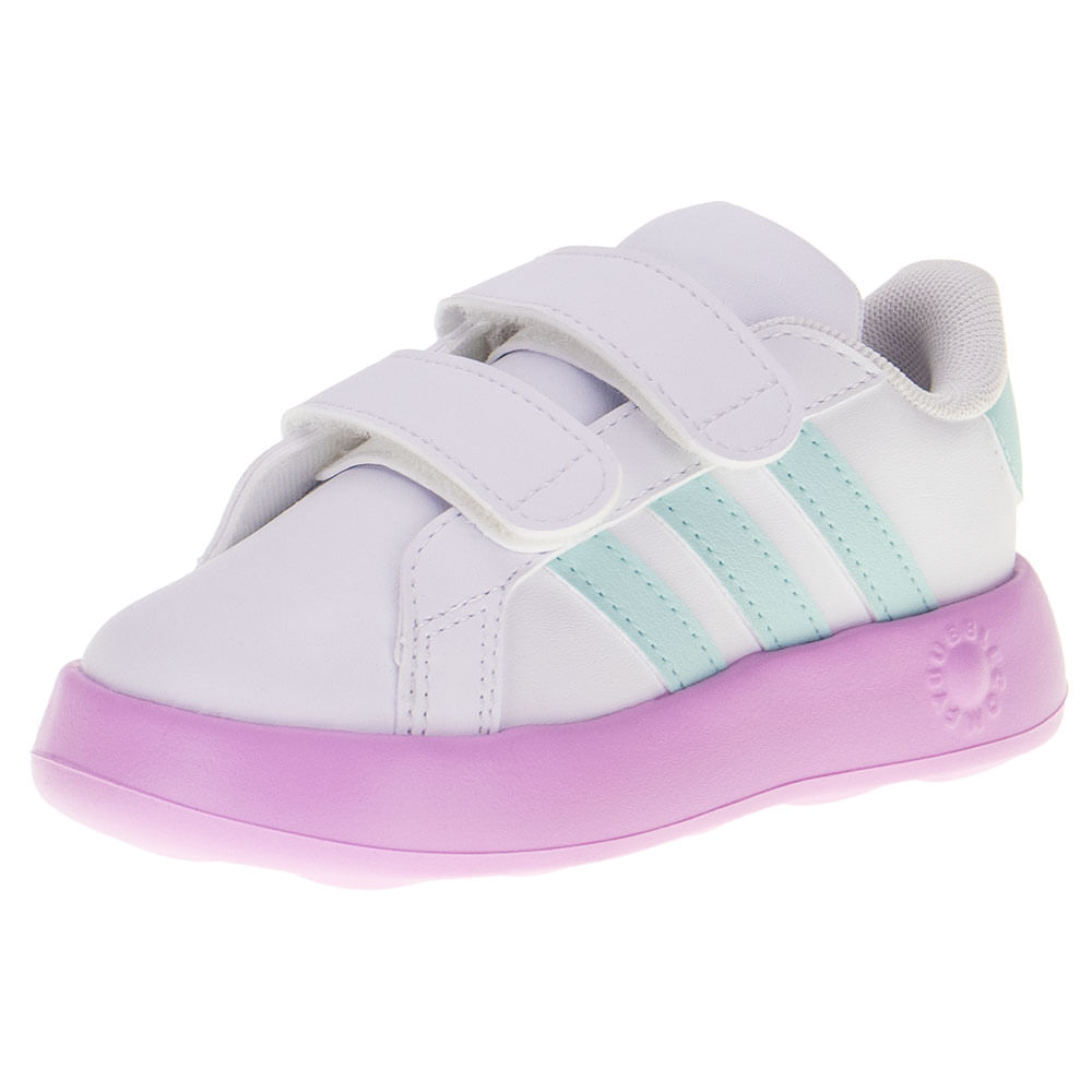 Tênis Infantil Grand Court 2.0 Adidas - ID5267 BRANCO/ROSA - cloviscalcados