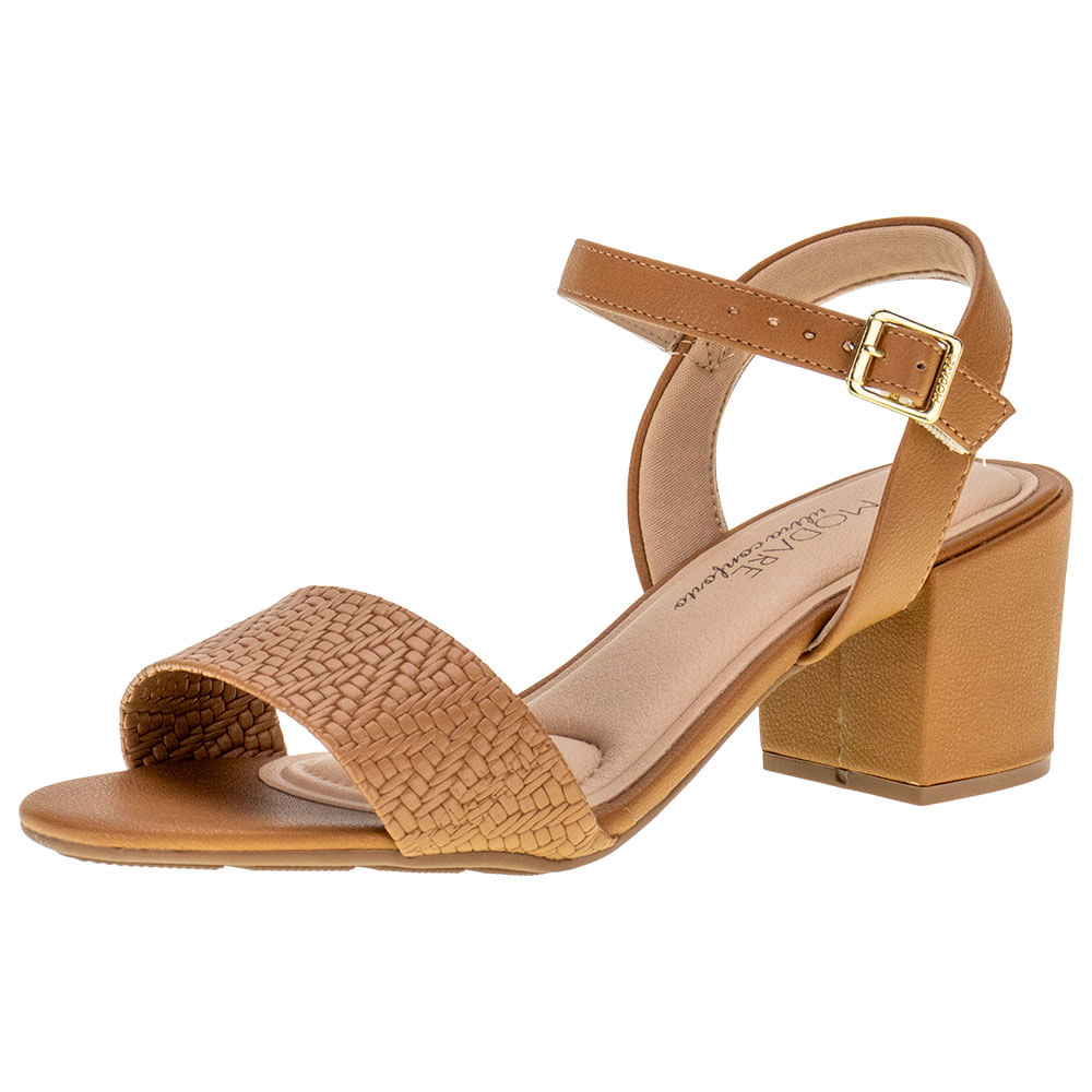 Sandália Feminina Salto Grosso Modare - 7109469 CAMEL - cloviscalcados