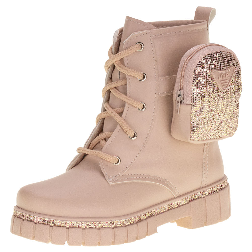 Bota Infantil Feminina Coturno Bag Nilqi 15106 ROSA - cloviscalcados