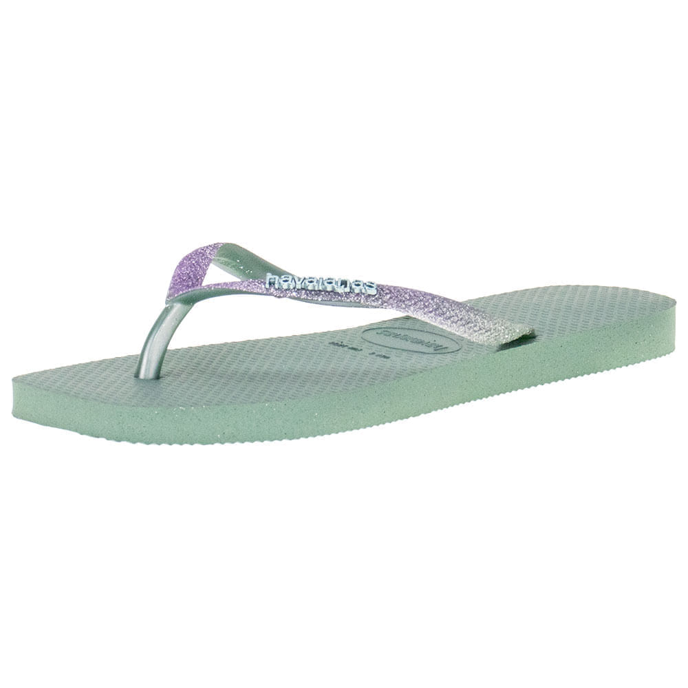 Chinelo Feminino Slim Square Glitter Havaianas - 4148102 VERDE - cloviscalcados