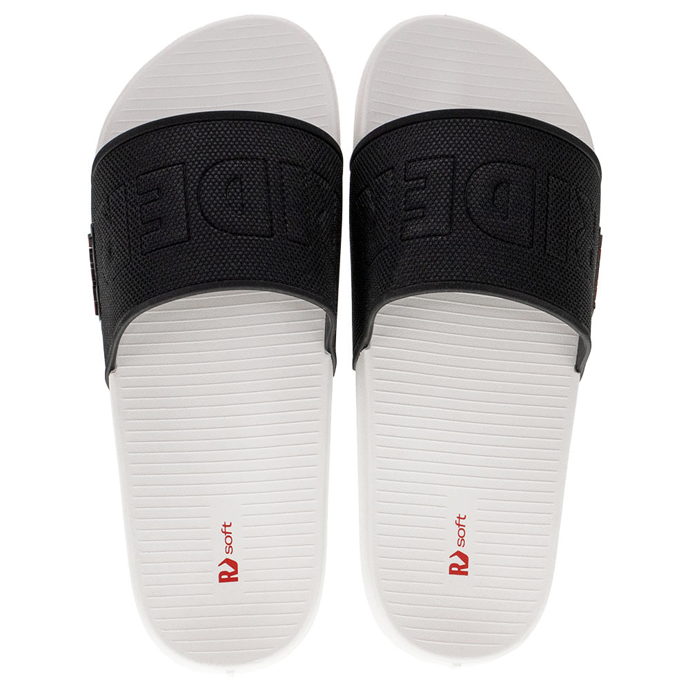 Chinelo Masculino Slide Grid Rider 12321 BRANCO/PRETO - cloviscalcados