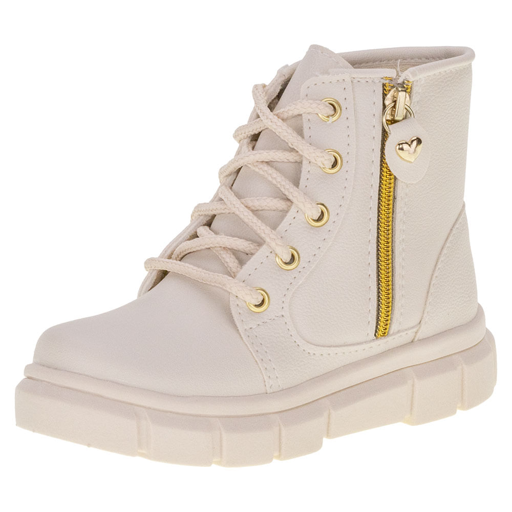 Bota Infantil Feminina Coturno Lily Kids 16030 NATURAL - cloviscalcados
