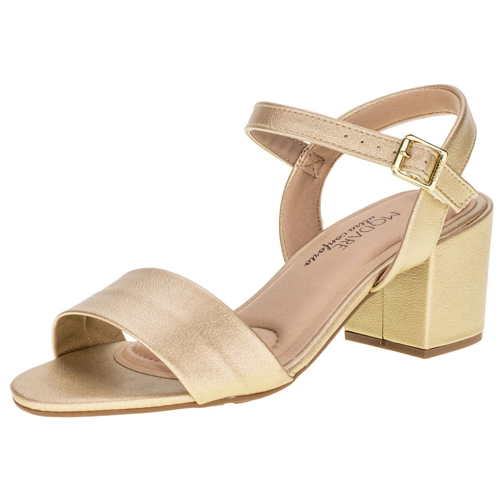 Sandália Feminina Salto Grosso Modare 7109469 OURO - cloviscalcados