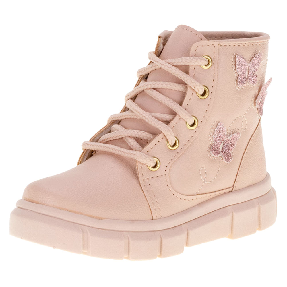 Bota Infantil Feminina Coturno Lily Kids 16028 ROSA - cloviscalcados