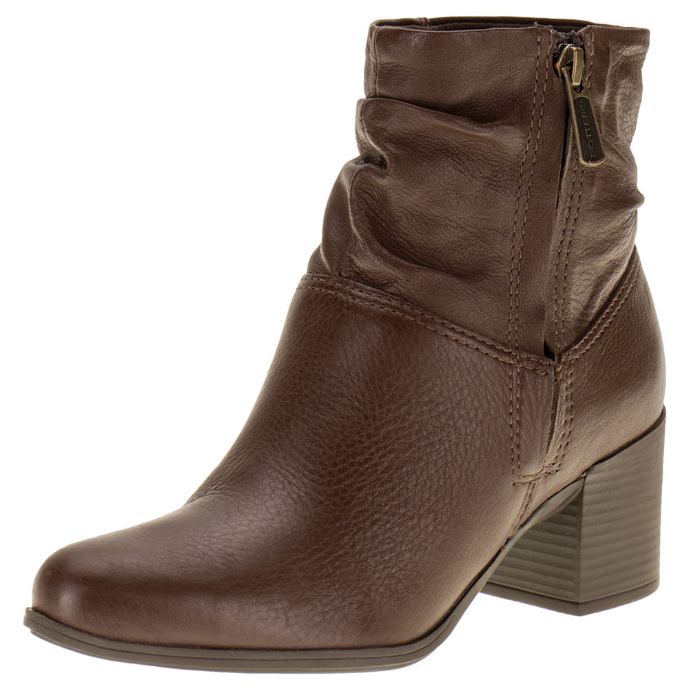 Bota Feminina Cano Baixo Bottero 346907 CAFÉ - cloviscalcados