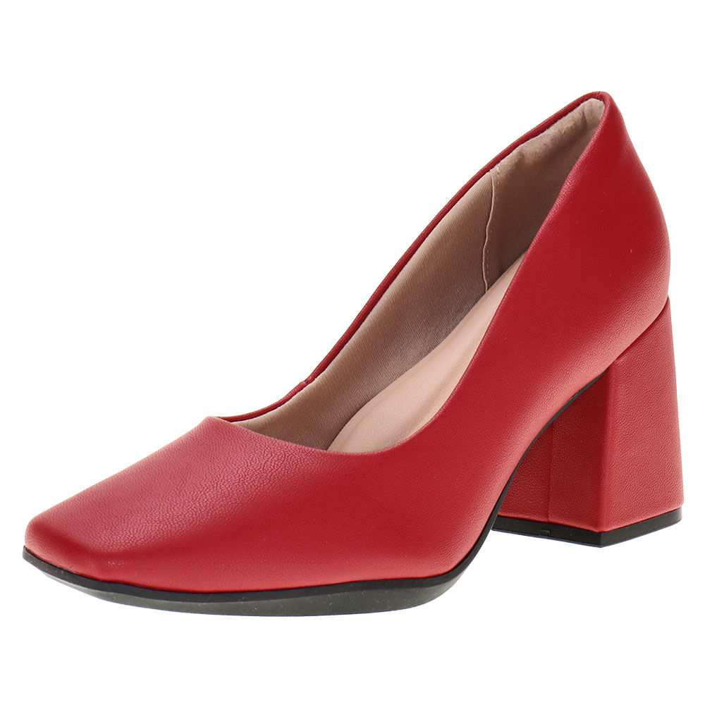 Sapato Feminino Salto Grosso Piccadilly 751010 VERMELHO - cloviscalcados