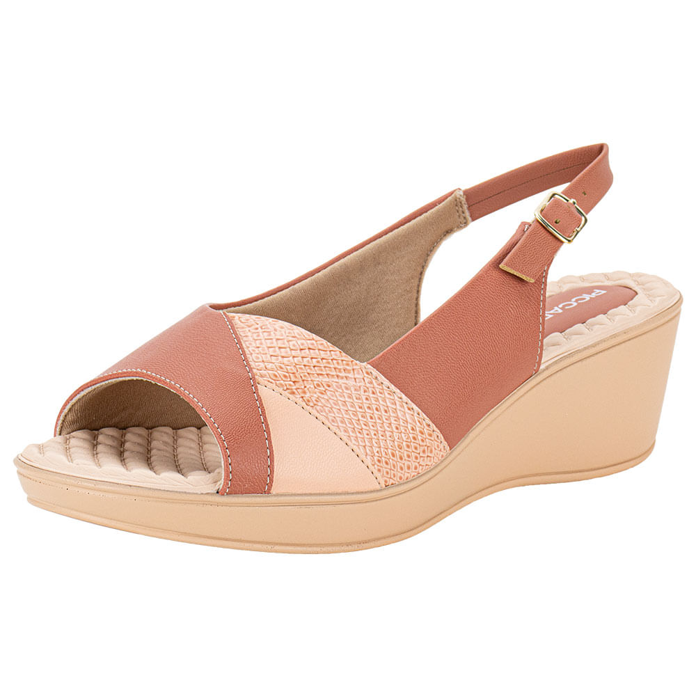 Sandália Feminina Anabela Piccadilly - 540327 SALMÃO - cloviscalcados