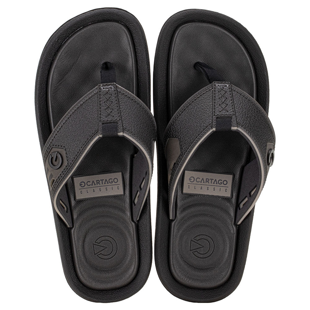Chinelo Masculino Fiji V Cartago 12335 PRETO/CINZA - cloviscalcados