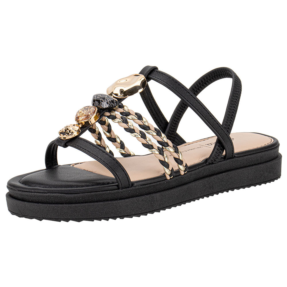 Sandália Feminina Flat Dakota Y7635 PRETO - cloviscalcados