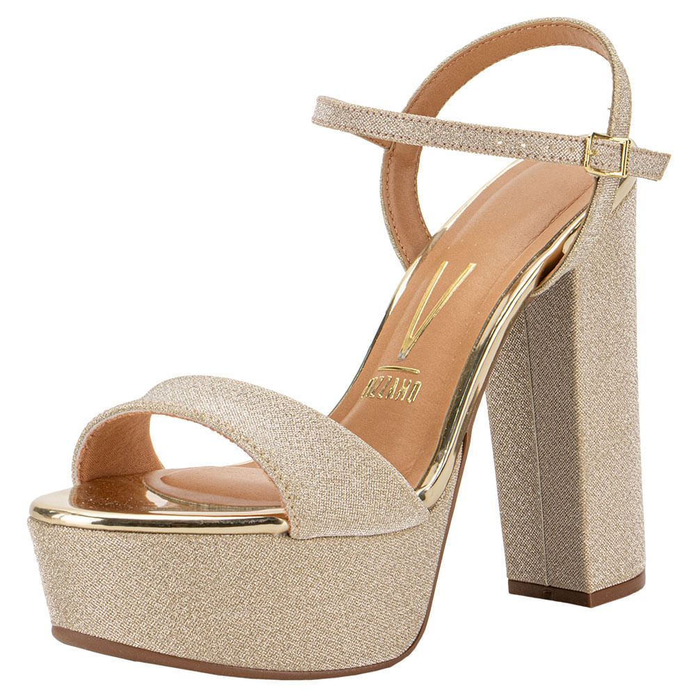 Sandália Feminina Meia Pata Vizzano 6282455 OURO - cloviscalcados