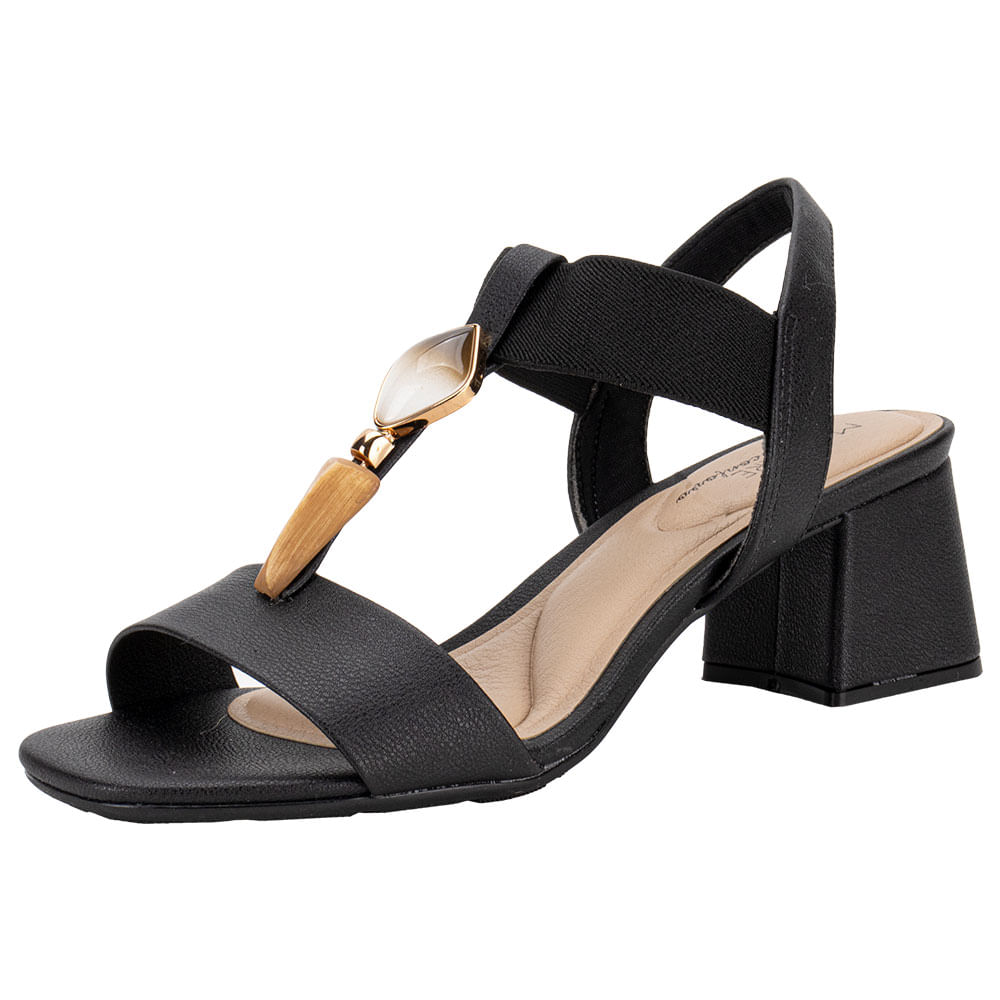 Sandália Feminina Salto Grosso Modare 7172113 PRETO 01 - cloviscalcados