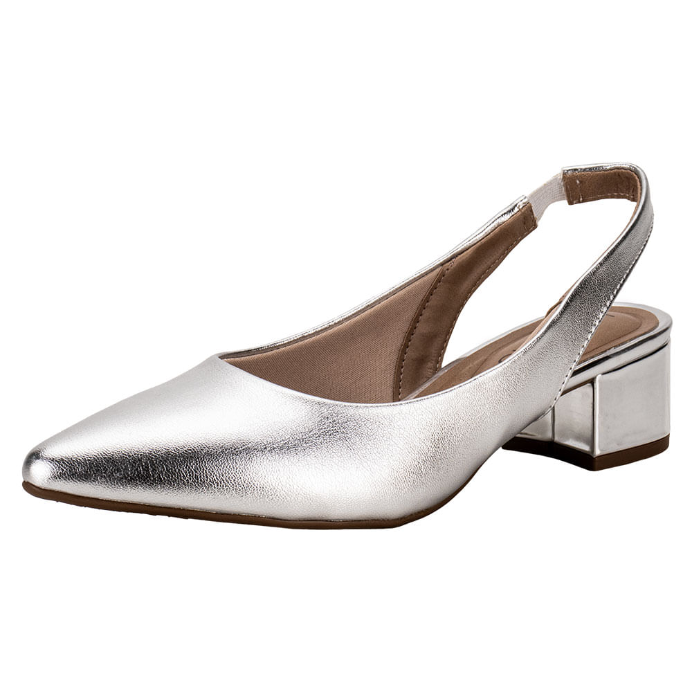 Sapato Feminino Salto Grosso Beira Rio 4182220 PRATA - cloviscalcados
