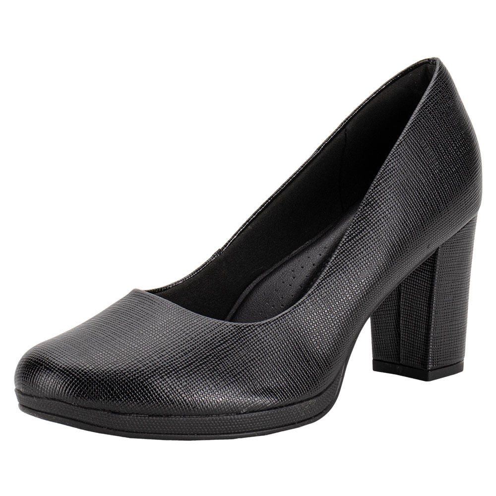 Sapato Feminino Salto Grosso Piccadilly 130185 PRETO - cloviscalcados
