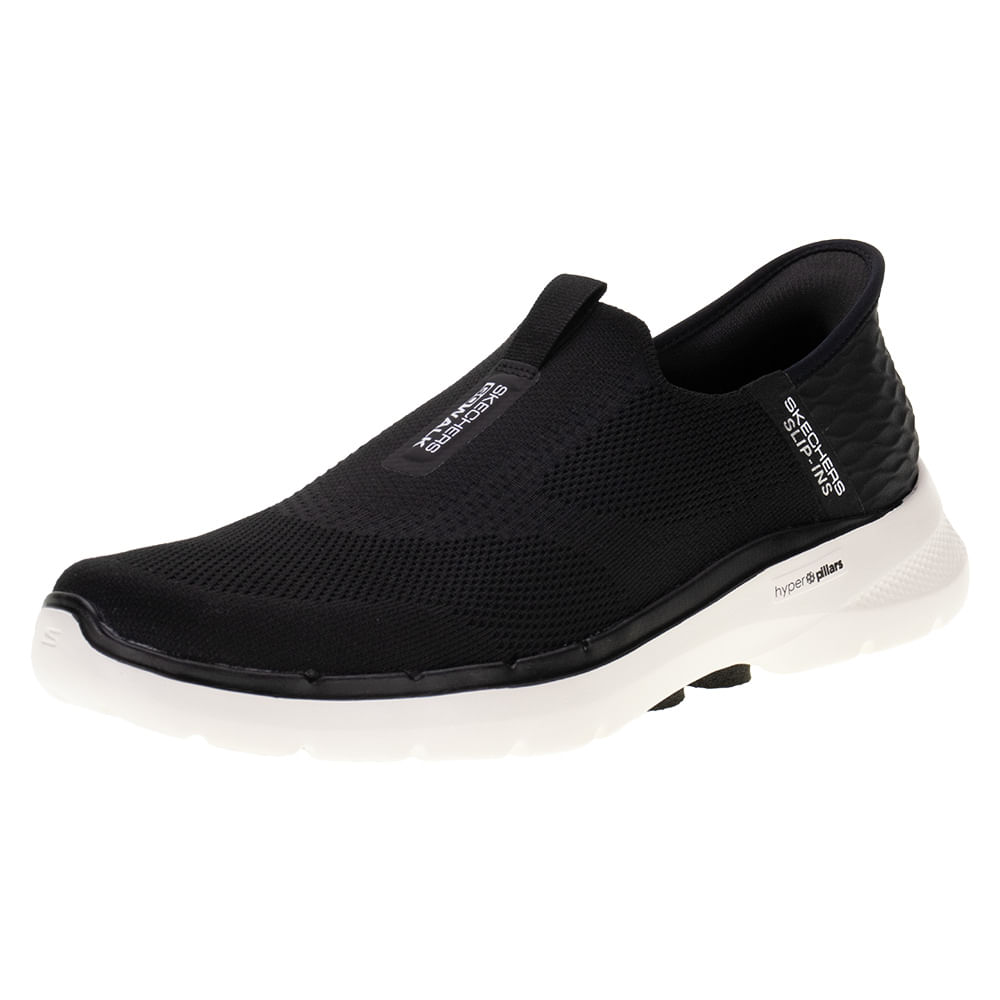 Tênis Masculino Go Walk 6 Easy On Skechers 216278 PRETO | Clovis Calçados