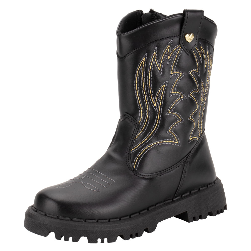 Bota Infantil Feminina Country Nilqi 165011 PRETO - cloviscalcados