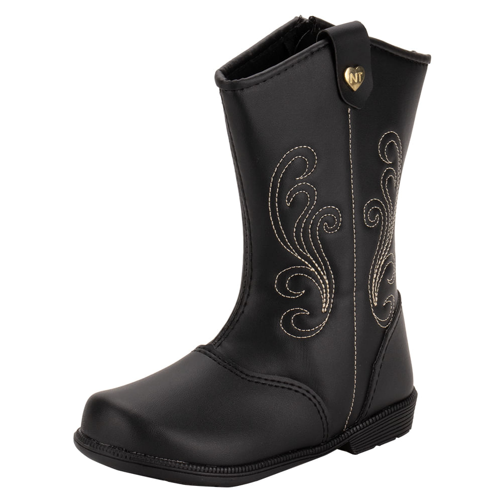 Bota Infantil Feminina Nathielly 009097 PRETO - cloviscalcados