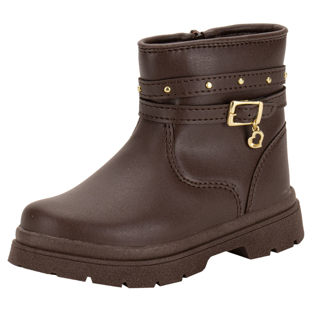 Bota Infantil Feminina Lily Kids 15099 CAFÉ - cloviscalcados