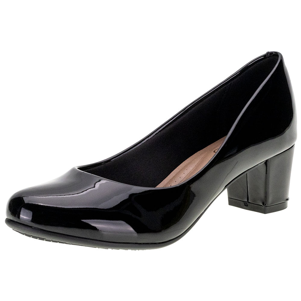 Sapato Feminino Salto Grosso Beira Rio - 4777409 VERNIZ/PRETO ...