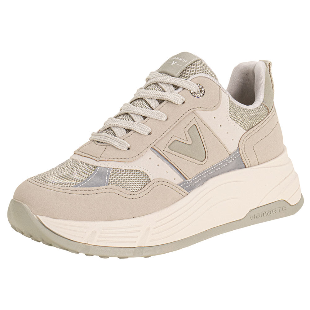 Tênis Feminino Casual Via Marte 229001 CINZA/VERDE - cloviscalcados