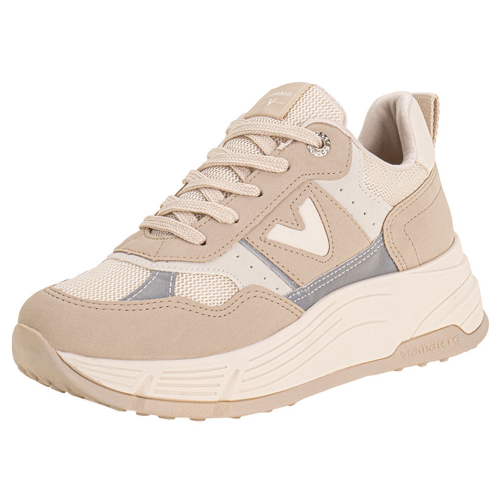 Tênis Feminino Casual Via Marte 229001 BEGE - cloviscalcados