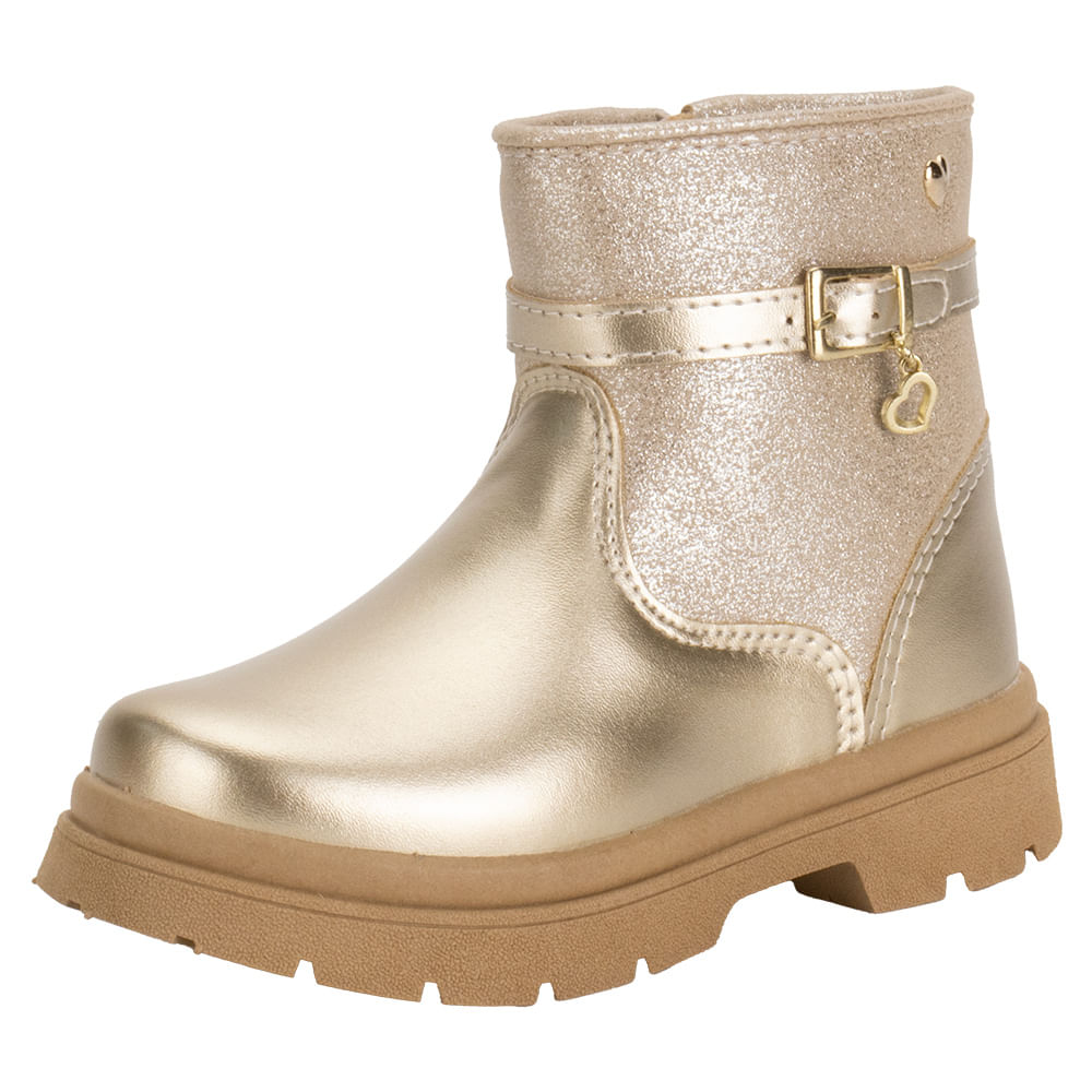 Bota Infantil Feminina Lily Kids 15105 OURO - cloviscalcados