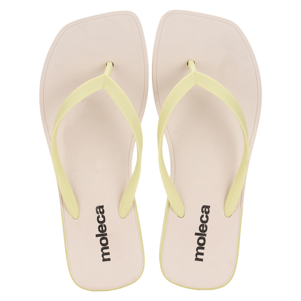 Chinelo Feminino Moleca 5552100 BEGE/VERDE - cloviscalcados