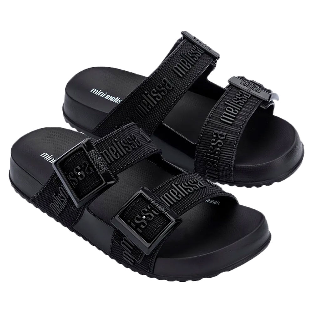 Mini Melissa Cozy Slide M-Lover Infantil 37576 PRETO - cloviscalcados