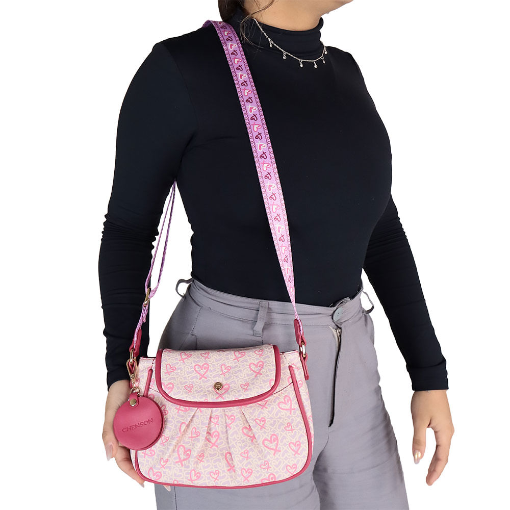 Bolsa Feminina Transversal Chenson CG84964 ROSA - cloviscalcados