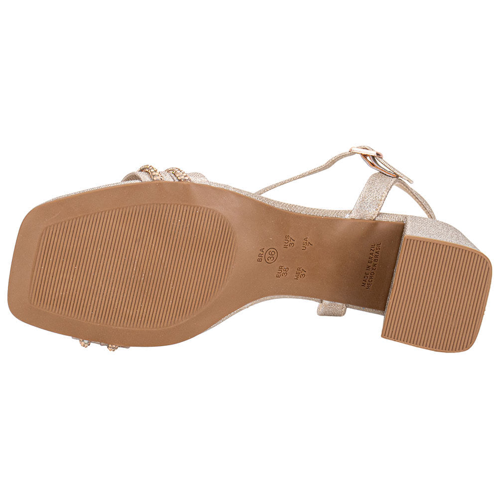 Sandália Feminina Salto Grosso Ramarim 2534202 OURO - cloviscalcados