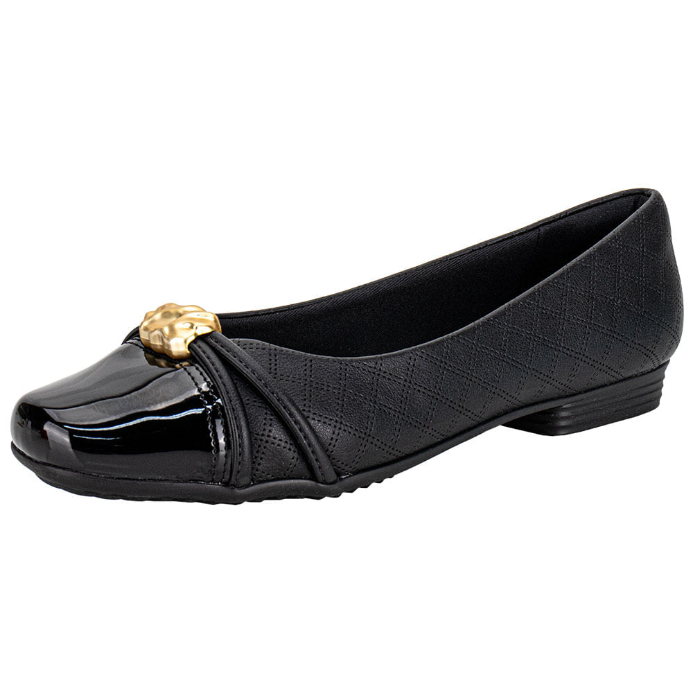 Sapatilha Feminina Flat Piccadilly 250267 PRETO - cloviscalcados