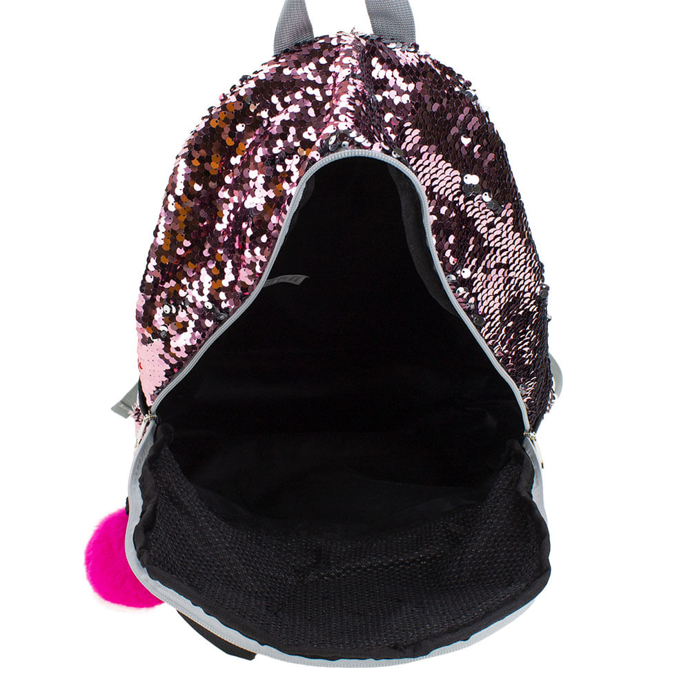 Mochila Feminina Paetê Gato Clio Girls - Cg2033 Rosa - cloviscalcados