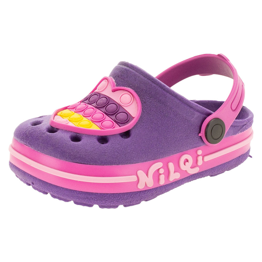 Clog Infantil Feminino Pop It NilQi - 079 ROXO - cloviscalcados