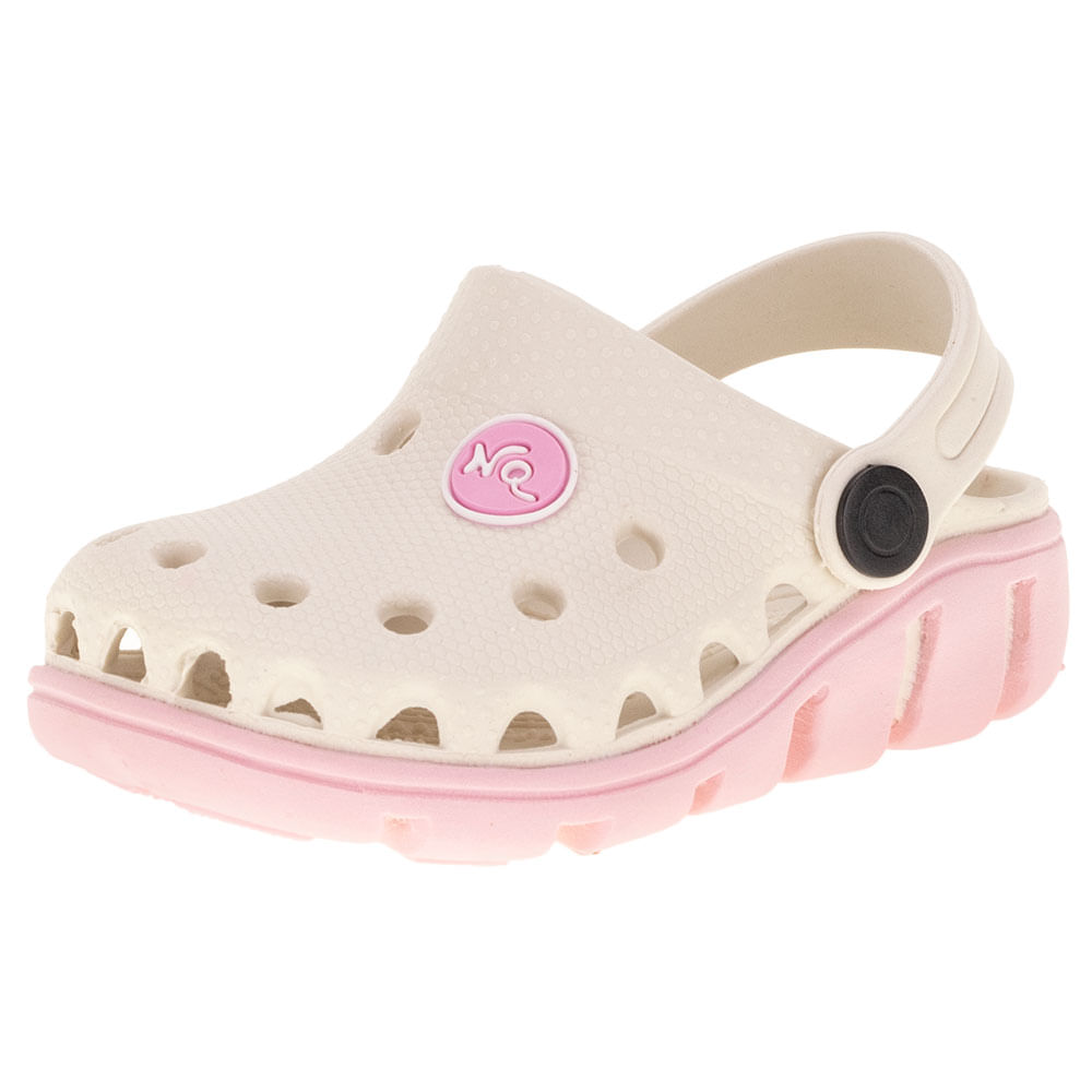 Clog Infantil NilQi - 0871 BRANCO/ROSA - cloviscalcados