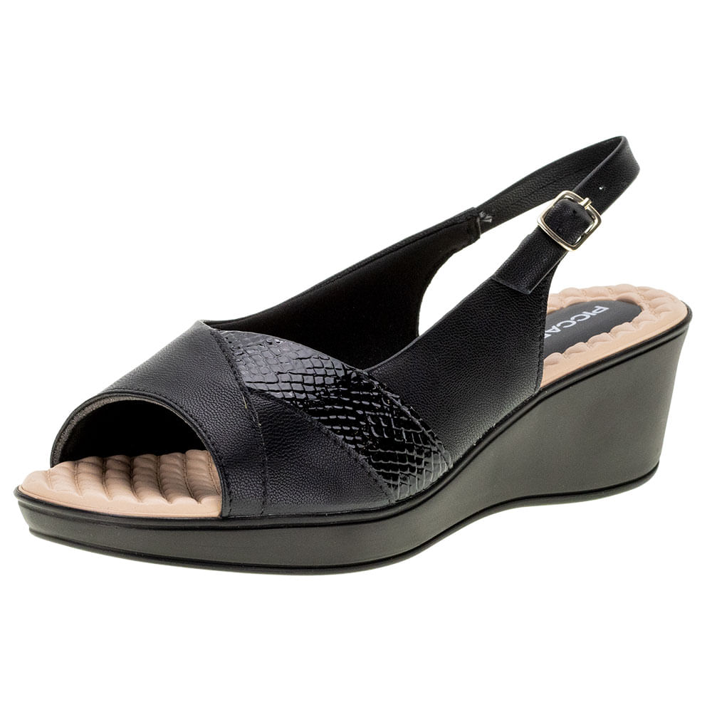 Sandália Feminina Anabela Piccadilly - 540327 PRETO - cloviscalcados