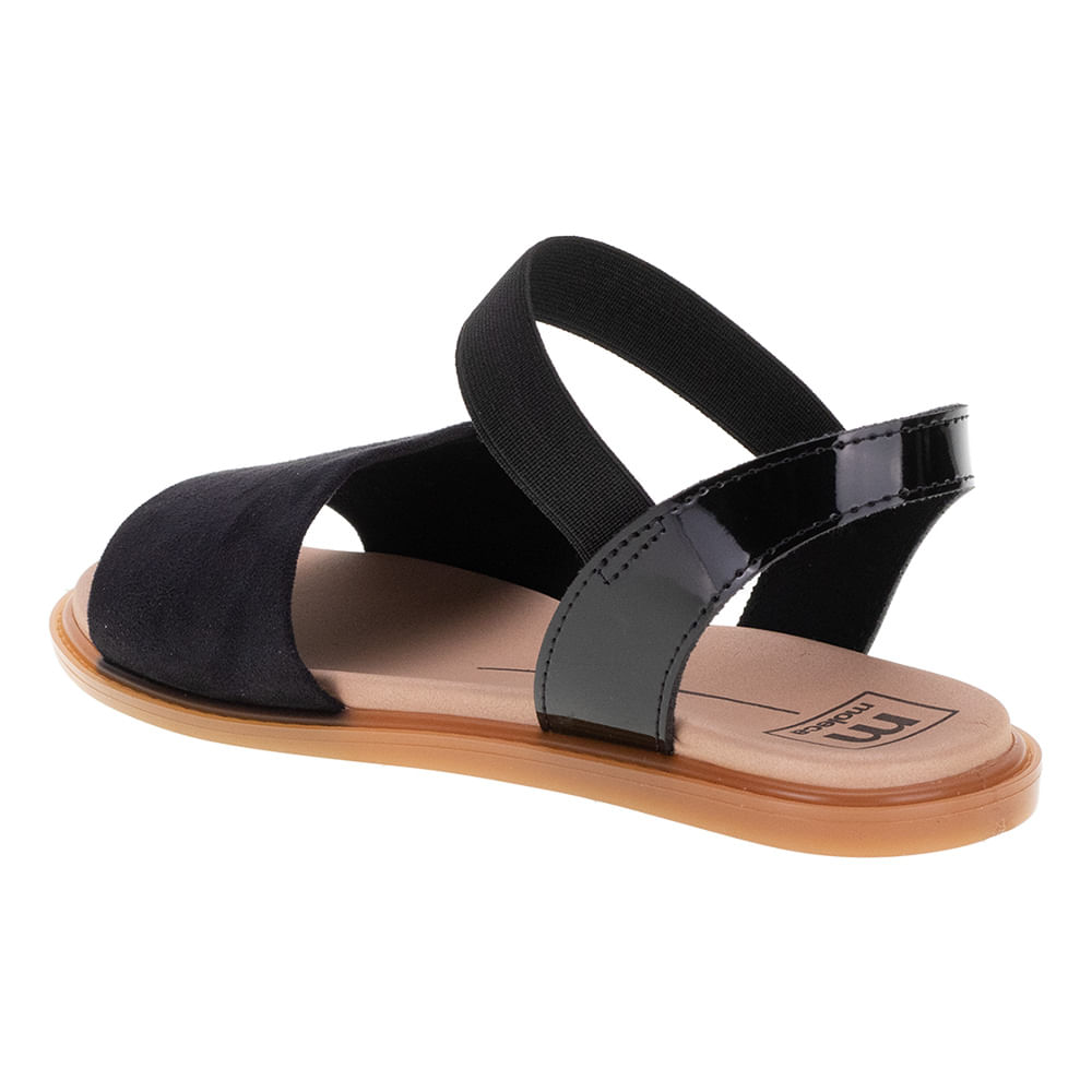 Sandália Feminina Rasteira Moleca - 5450111 PRETO/CAMURÇA - cloviscalcados