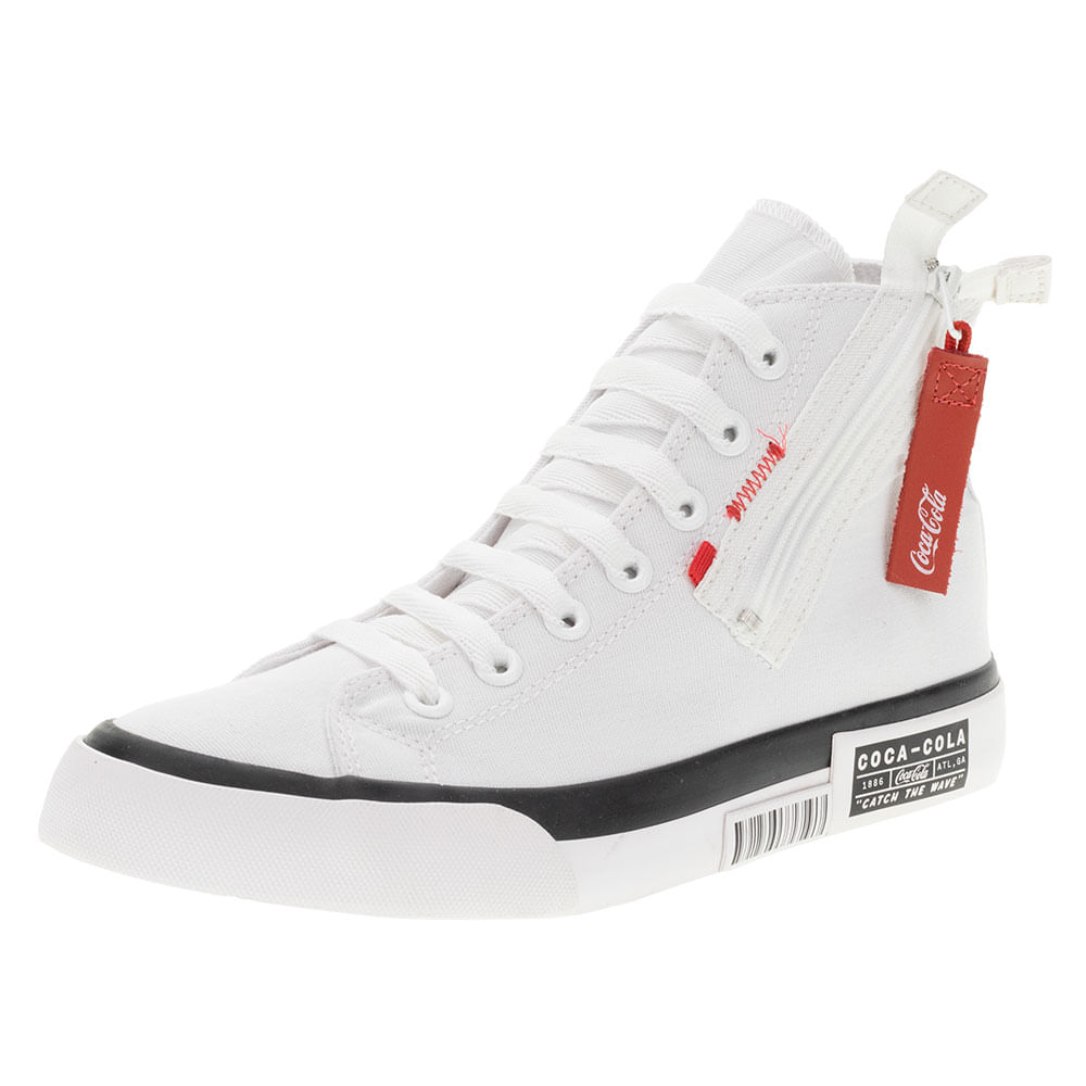 Tênis Feminino Cano Alto Atlanta Wave Zipper Coca-Cola - CC1934 BRANCO ...