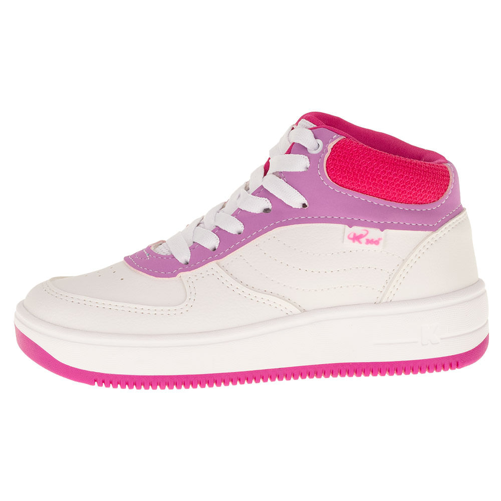 Tênis Infantil Cano Alto Nova York Kidy - 1401067 BRANCO/ROSA ...
