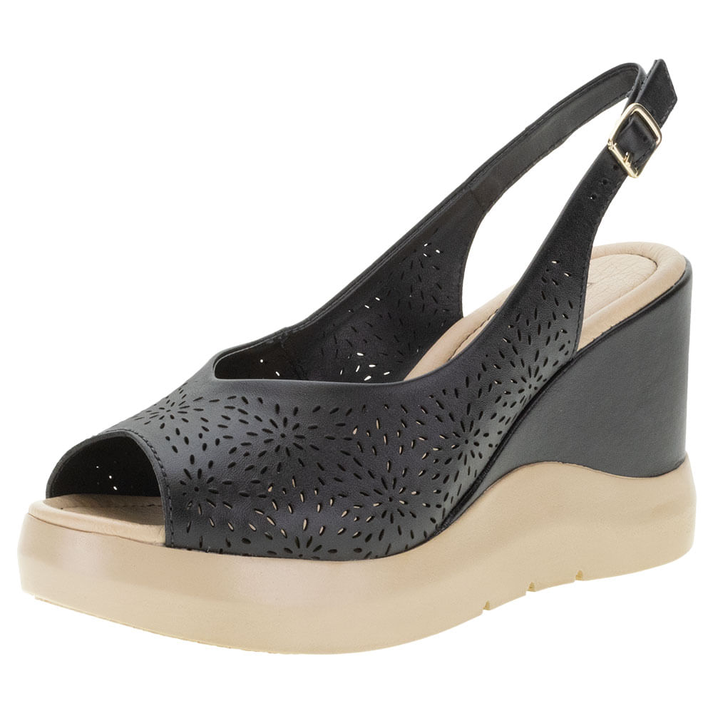 Sandália Feminina Anabela Bottero - 339402 PRETO - cloviscalcados