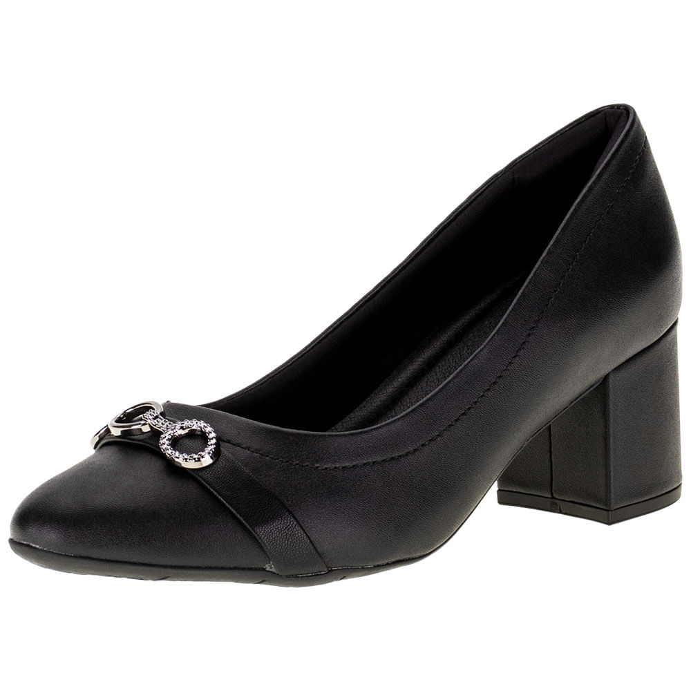 Sapato Feminino Salto Grosso ComfortFlex - 2354402 PRETO - cloviscalcados