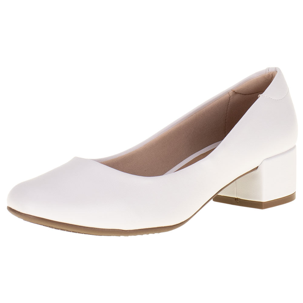 Sapato Feminino Salto Grosso Beira Rio - 4301100 BRANCO - cloviscalcados